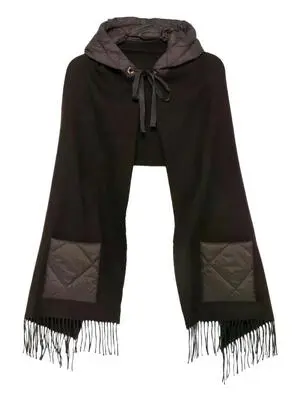 Maje Fringed Hooded Poncho - Brown