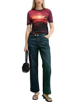DESIGUAL Sunset-print T-shirt