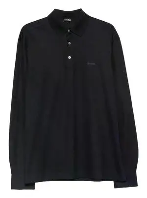 Zegna Long-sleeve Polo Shirt Blue