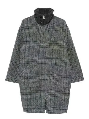 MANZONI 24 Checked Drawstring Coat - Grey