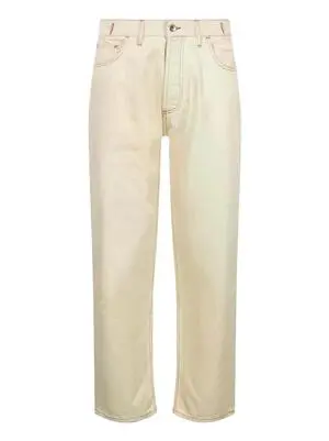 You Must Create Contrast Stitch Straight Leg Jeans - Neutrals