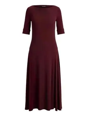 Ralph Lauren Rib-knit Boat-neck Midi Dress - Red