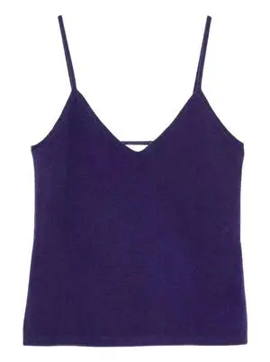 Eric Bompard Cashmere V-neck Spaghetti Strap Tank - Purple