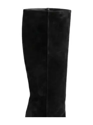 Gucci Suede Stiletto High Heel Pointed Toe Boots - Black