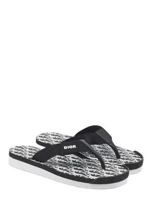 Dior Oblique Canvas Thong Sandals - Black