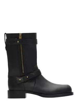BURBERRY Burberry Kent Leather Biker Boots