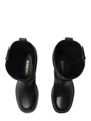 Burberry Kent Leather Biker Boots - Black