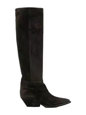 DEL CARLO Pointed Toe Suede Knee-high Boots - Brown