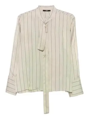 SEVENTY Seventy Pinstripe Pattern Pussy-Bow Blouse