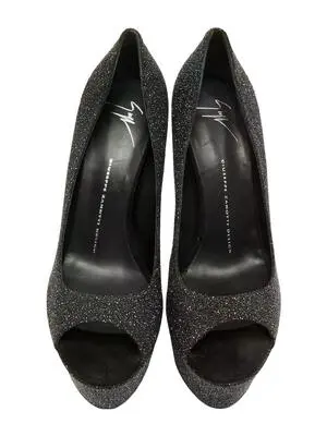 GIUSEPPE ZANOTTI Sharon Platform Pumps Glitter Finish - Black