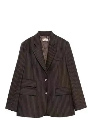 Elisabetta Franchi Pinstripe Pattern Notched Lapel Blazer - Brown