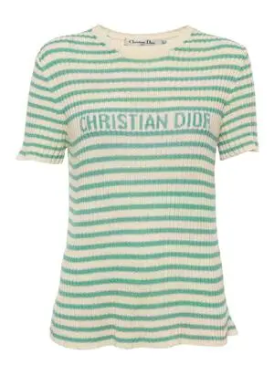 Dior Riviera Striped Cotton Sweater - Neutrals