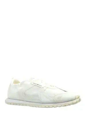 Emporio Armani Ripstop And Mesh Sneakers With Textured Rubber Sole - White