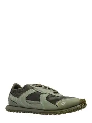 Emporio Armani Ripstop And Mesh Sneakers With Textured Rubber Sole - Green