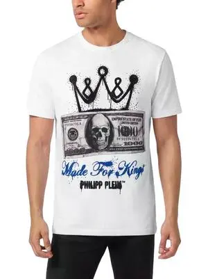Philipp Plein Jersey T-shirt Crown Dollar - White