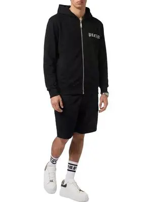 Philipp Plein Hoodie Zip Skull Stones - Black