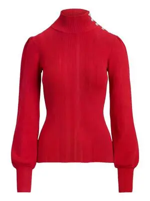 RALPH LAUREN Lauren Ralph Lauren Button-Trim Ribbed-Knit Sweater