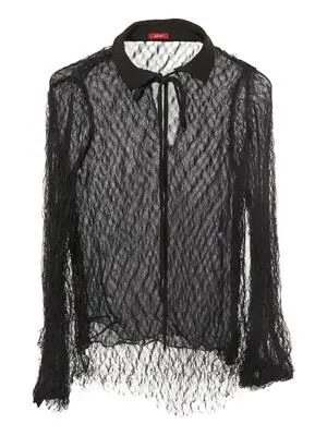 Roberto Cavalli Mesh Neck-tie Blouse - Black