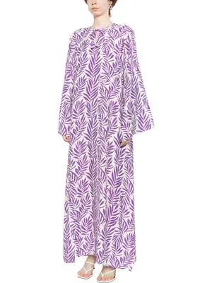 BAMBAH Naira Moza Dress Leaf Print Maxi Dress - Purple