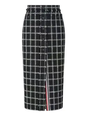 Thom Browne Windowpane Houndstooth Tweed Skirt - Black