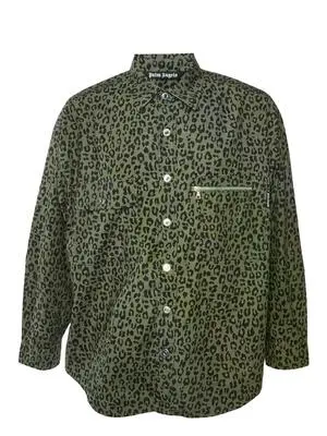 Palm Angels Leopard-print Logo Shirt - Green