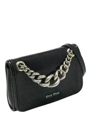 Miu Miu Logo Detail Cross Body Bag - Black