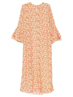 BAMBAH Floral Print Ruffled Dress - Orange