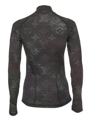 LOUIS VUITTON Louis Vuitton Monogram Print High Neck Half-Zip Long Sleeve Top