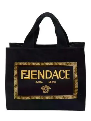 Fendi X Versace Fendace La Medusa Shopper Tote Bag Black