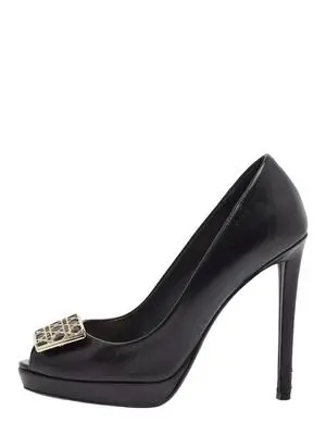 Dior Cannage Plaque Open Toe Stiletto Pumps - Black