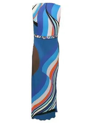 Emilio Pucci Midi Geometric-print Sleeveless Dress - Blue
