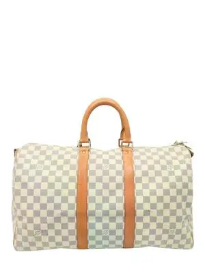 LOUIS VUITTON Louis Vuitton Damier Azur Keepall Bandoulière Duffle Bag Neutrals