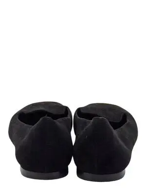SAINT LAURENT Saint Laurent Black Suede Cap Toe Ballet Flats