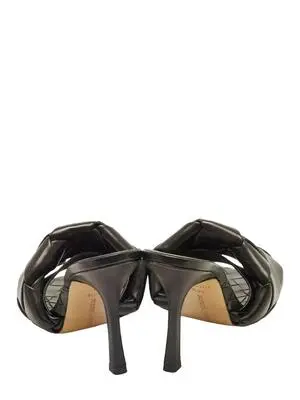 Bottega Veneta Lido Quilted Leather Stiletto Sandals - Black