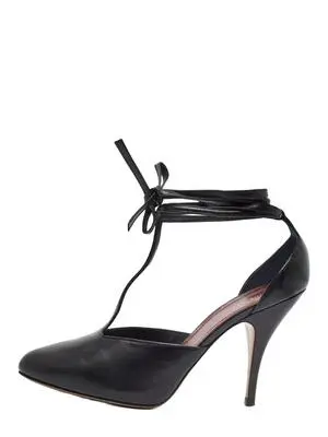 CELINE Celine Black Leather Lace-Up Stiletto Pumps