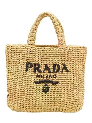 PRADA Crochet Raffia Tote Bag