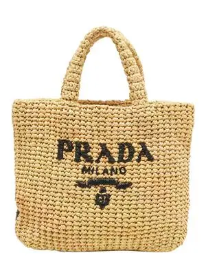 PRADA Prada Crochet Raffia Tote Bag