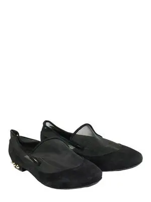 Balenciaga Mesh Studded Flat Pumps - Black