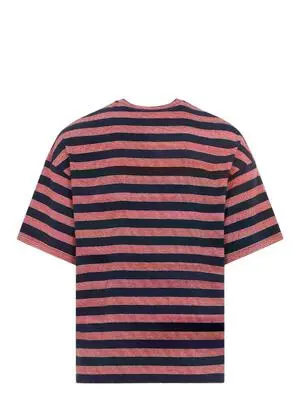 JIL SANDER Horizontal-stripe Logo-embroidered T-shirt - Blue