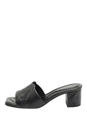 ALEXANDER MCQUEEN Alexander McQueen Seal Logo Embossed Block Heel Sandals