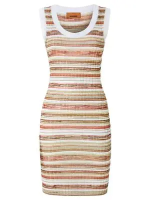 Missoni Striped Lamé-knit Dress Neutrals