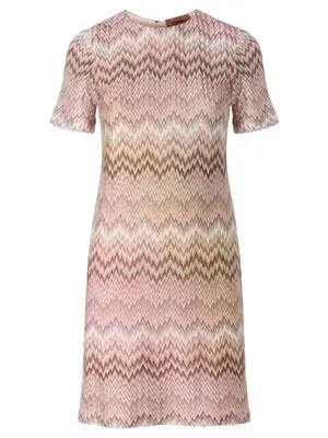 Missoni Short-sleeve Viscose Mini Dress Pink
