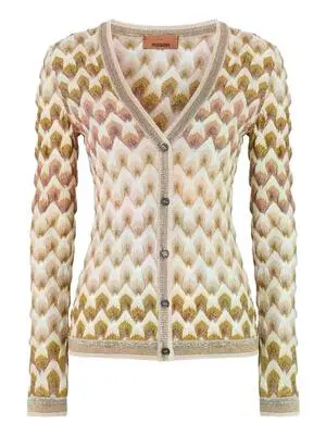 MISSONI Missoni Slim Viscose Lamé Cardigan With Lace Motif