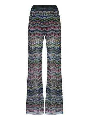 Missoni Sequined Chevron Palazzo Trousers - Blue