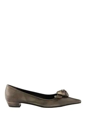 PRADA Prada Leather Ballerinas With Floral Embellishment