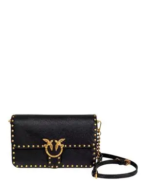 PINKO Love One Studded Leather Crossbody Bag