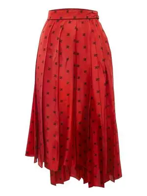 Fendi Karligraphy Pleated Midi Skirt - Red