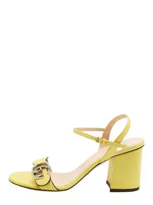 Gucci Double G Ankle Strap Block Heel Sandals - Yellow