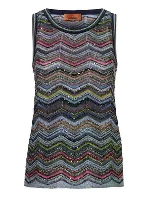 MISSONI Sleeveless Chevron Viscose-blend Top