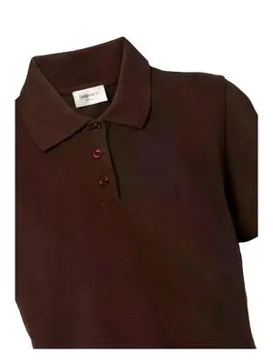 Saint Laurent Oversized Logo-embroidered Polo Shirt - Brown